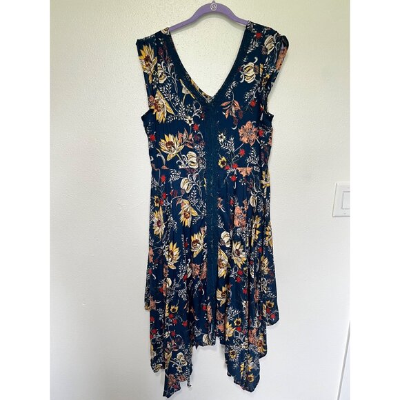Nostalgia | Dresses | Nostalgia Dress Blue With Multi Floral Double V ...